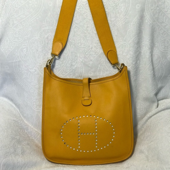 Hermes | Bags | Herms Yellow Evelyne Gen I Clemence Pm Cross Body Bag ...